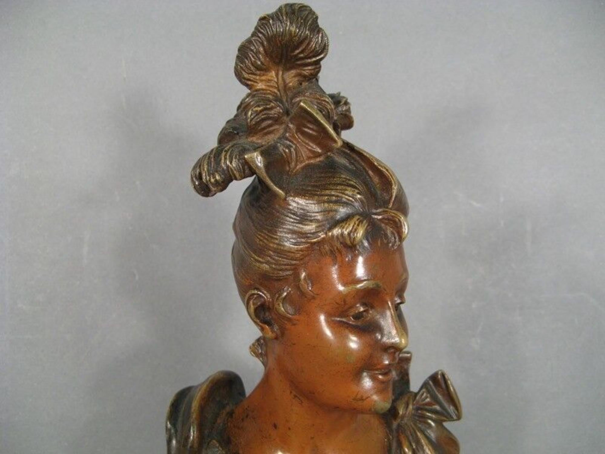 Antique Belle Époque Bronze Bust of a Young Woman by Victor Leopold ...