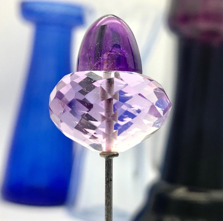 Antique Belle Epoque Hat Pin Facetted Amethyst Pink and Purple Metal ...