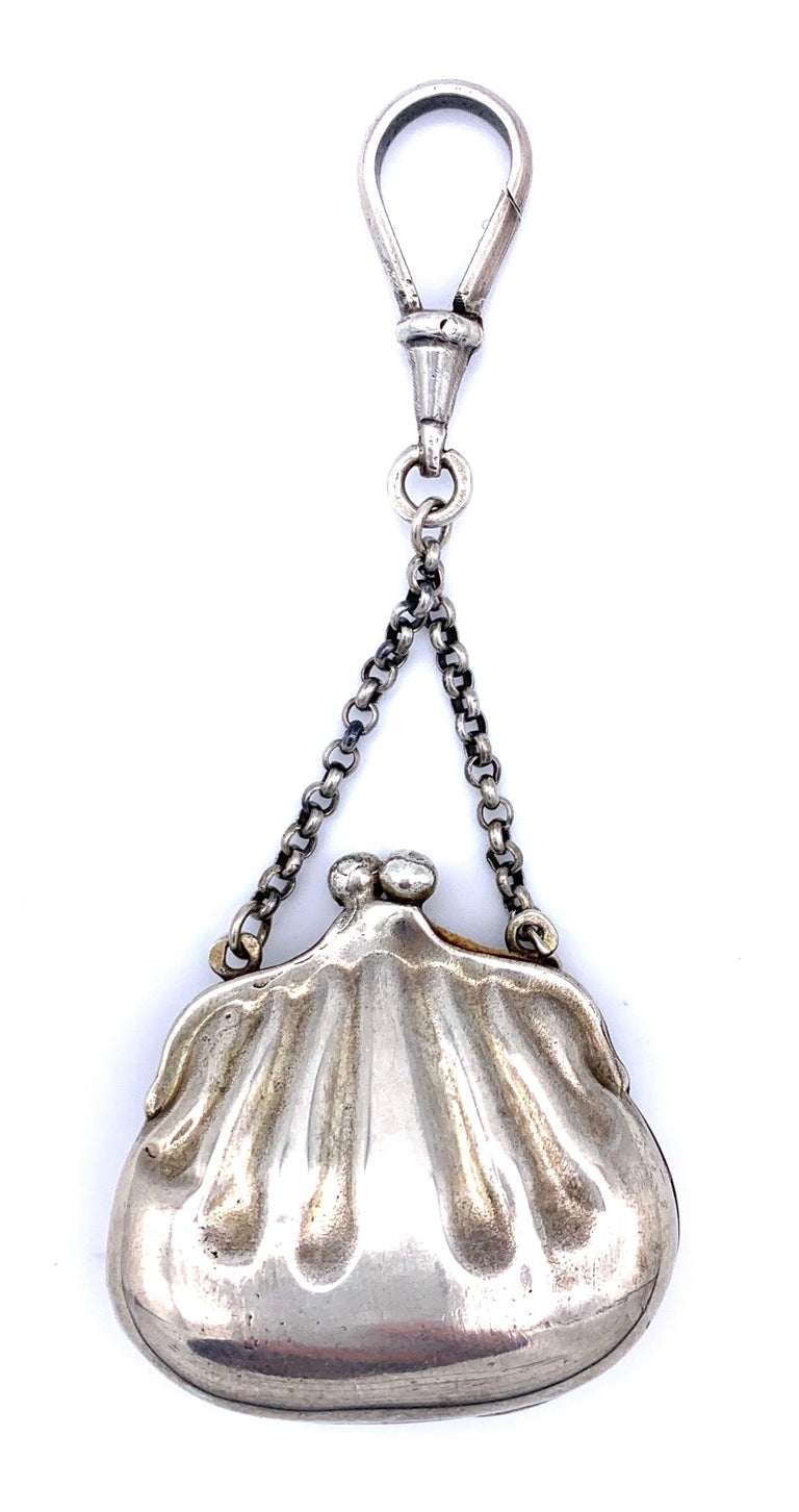 Antique Belle Époque Miniature Purse Handbag Silver Pendant For Sale at ...