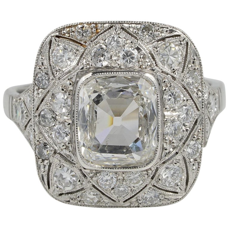 Rectangular Diamond Plus Engagement Platinum Belle Époque Ring For Sale ...