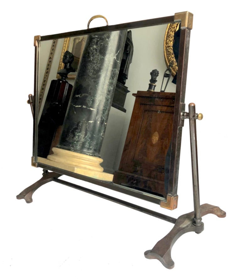 Antique Belle Époque Revolving Iron Bronze Table Mirror For Sale at 1stDibs