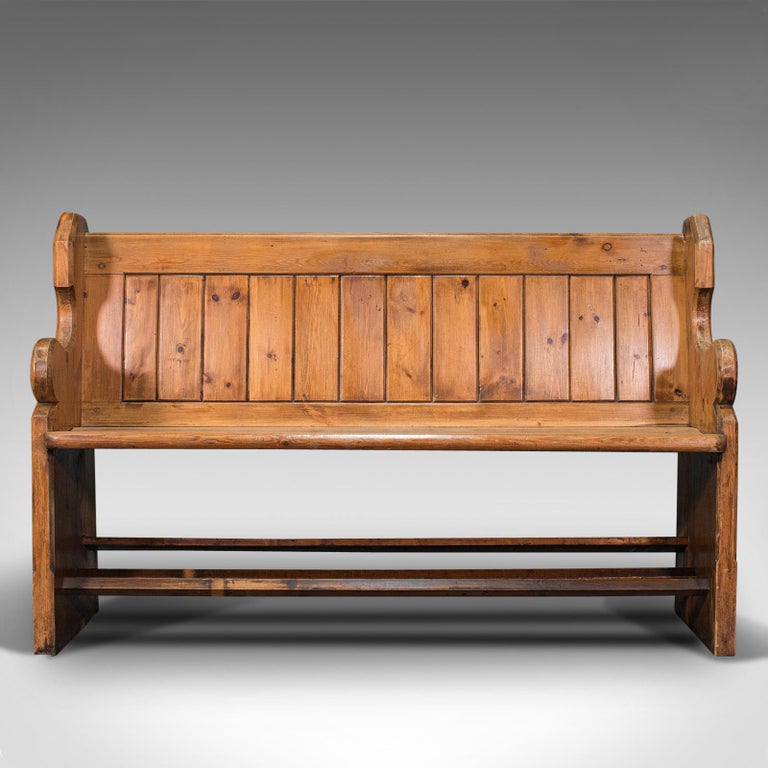 Antique Bench Seat, English, Pine, Pew, Ecclesiastic Taste, Victorian ...