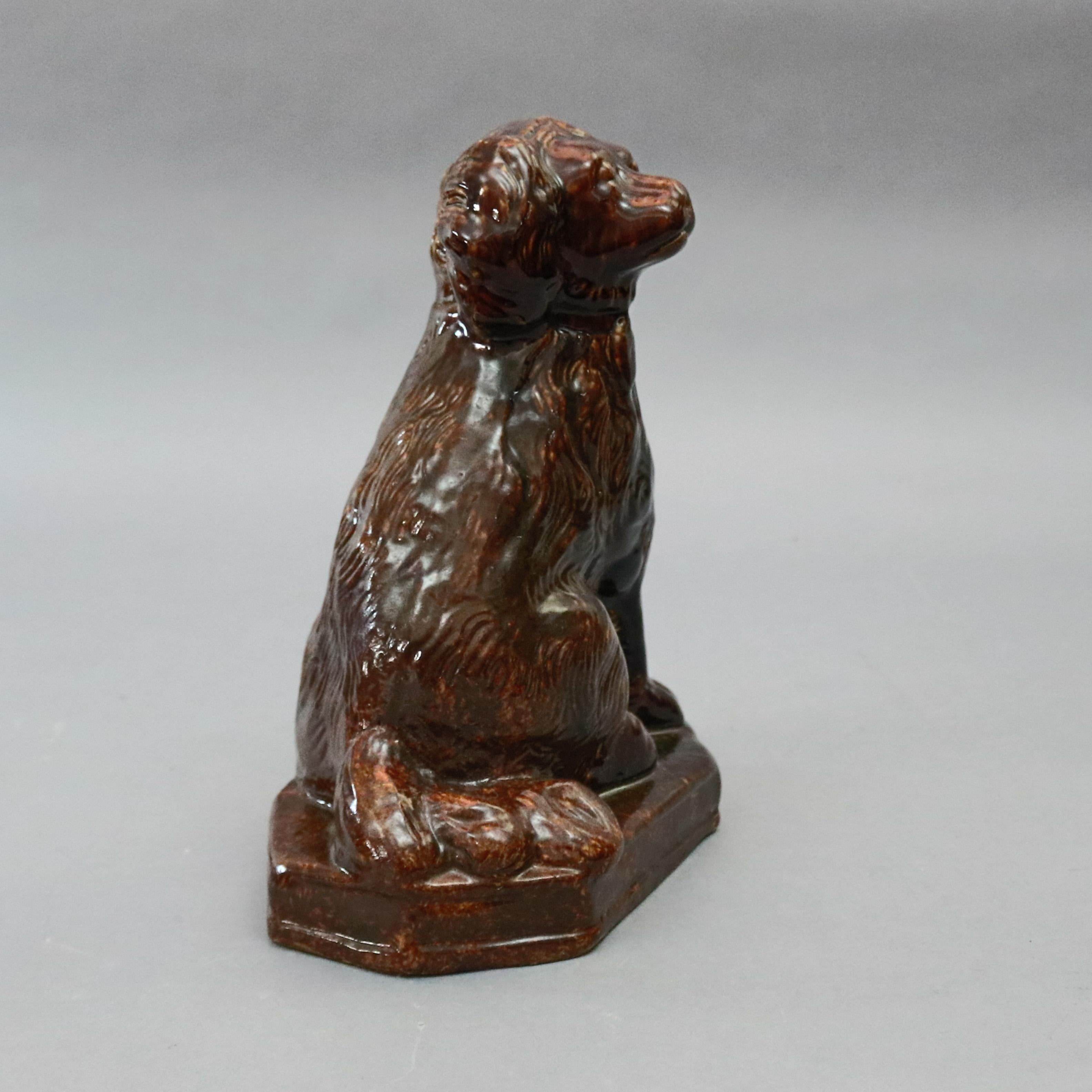 Antique Bennington Pottery School Figural Spaniel in Rockingham Glaze ...