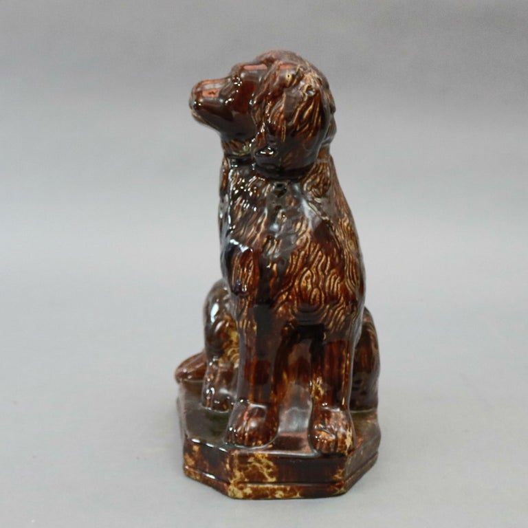 Antique Bennington Pottery School Figural Spaniel in Rockingham Glaze ...