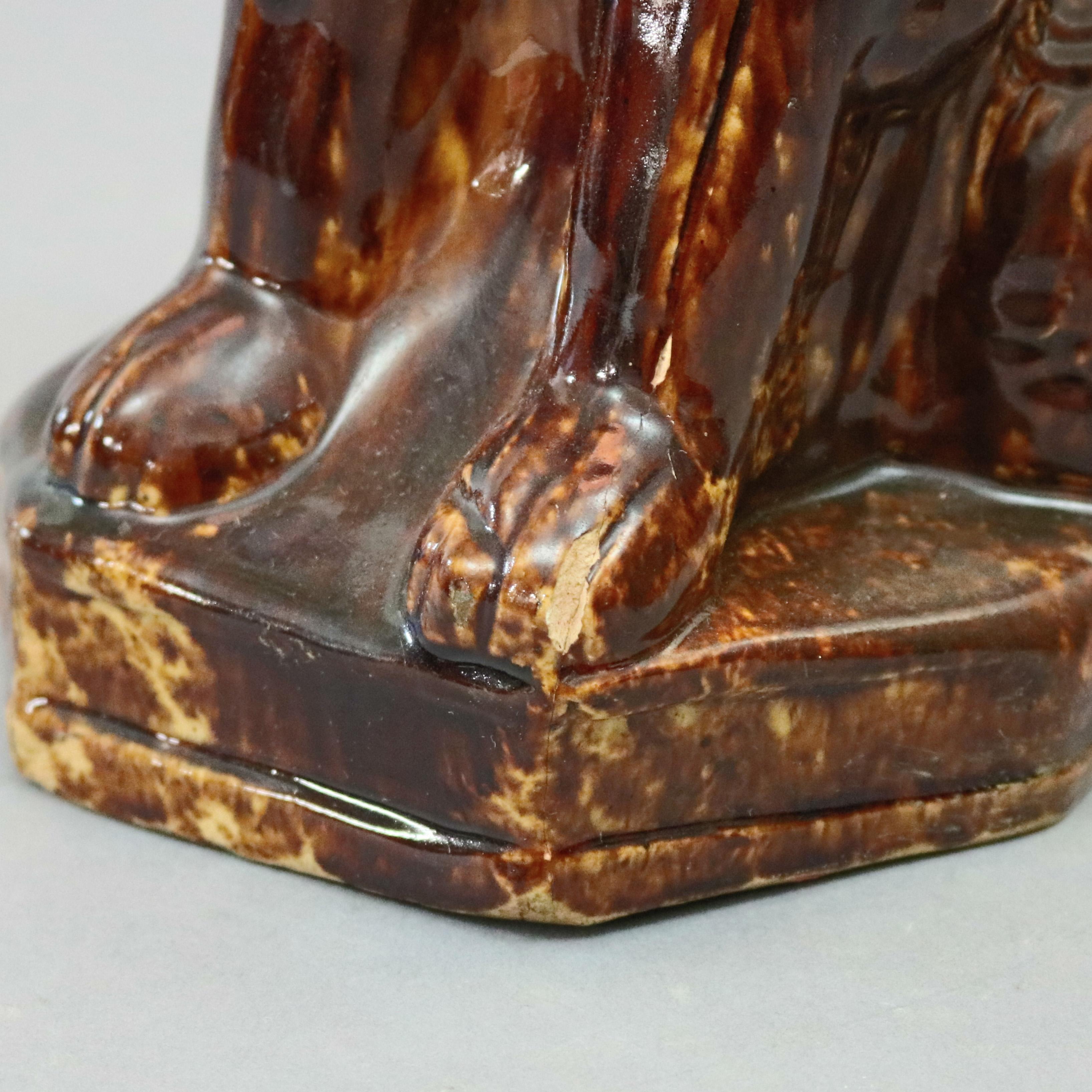 Antique Bennington Pottery School Figural Spaniel in Rockingham Glaze ...