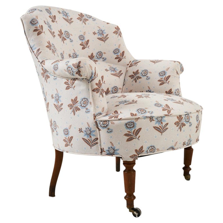 Antique Bergere with Schumacher Fabric, France at 1stDibs