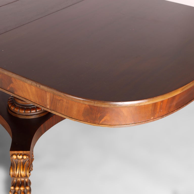 Antique Berkey and Gay Carved Flame Mahogany Extension Dining Table and ...