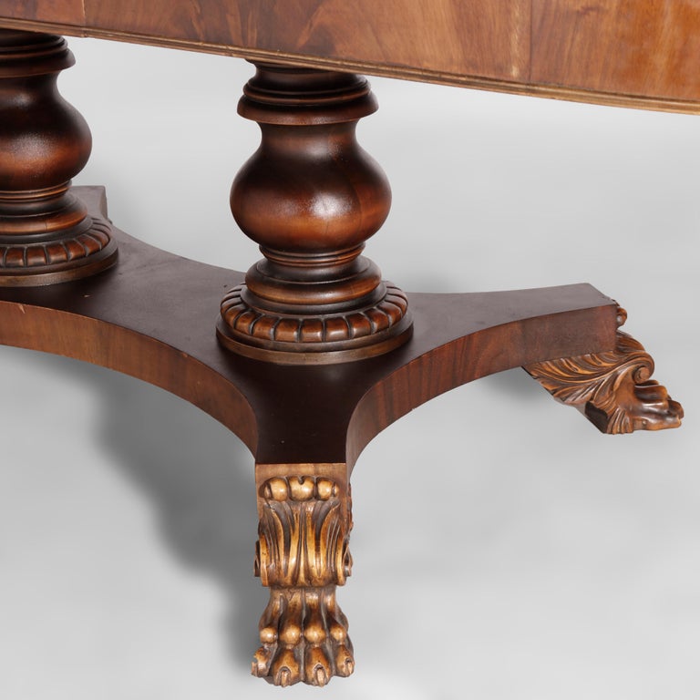 Antique Berkey and Gay Carved Flame Mahogany Extension Dining Table and ...