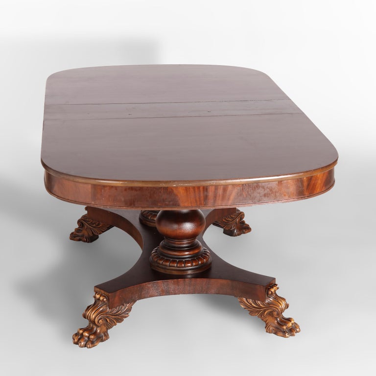 Antique Berkey and Gay Carved Flame Mahogany Extension Dining Table and ...