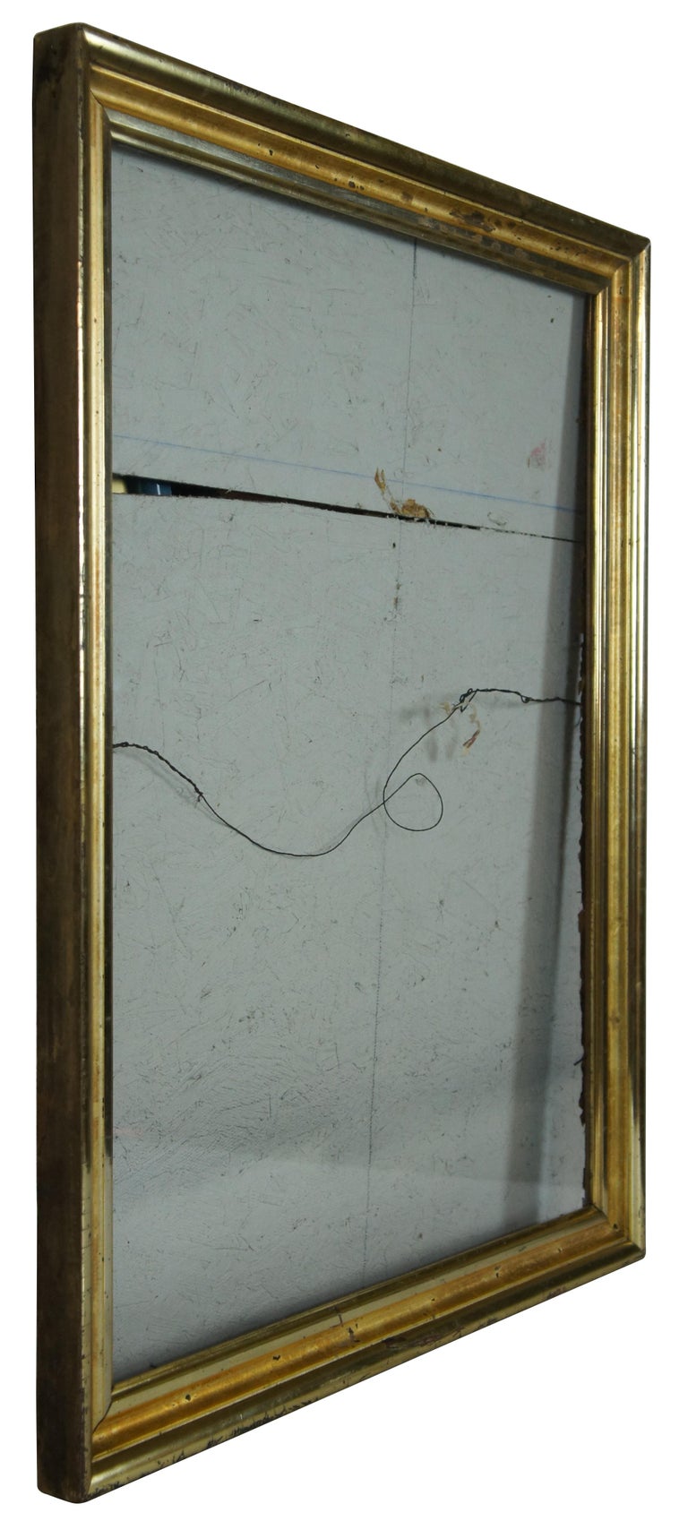 Antique Beveled Gold Gilt Wood Picture Art Mirror Frame w Wavy Glass ...