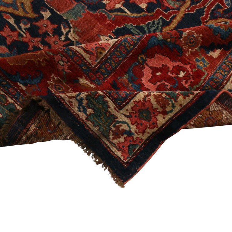 Antique Bidjar Geometric Red and Blue Wool Persian Rug by Rug and Kilim ...