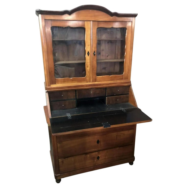 Antique Biedermeier Austrian Country Secretary Bookcase Desk, Early ...