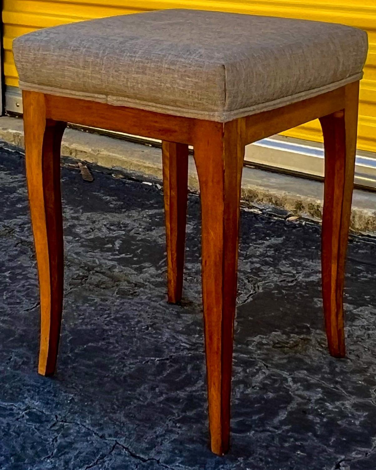 Antique Biedermeier Style French Ottomans / Stools in Gray Linen, Pair ...