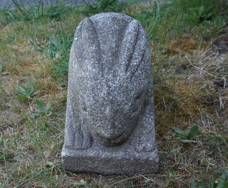 Antique Big Eared Rabbit Hand-Carved Stone Usagi, Good Garden Choice at ...