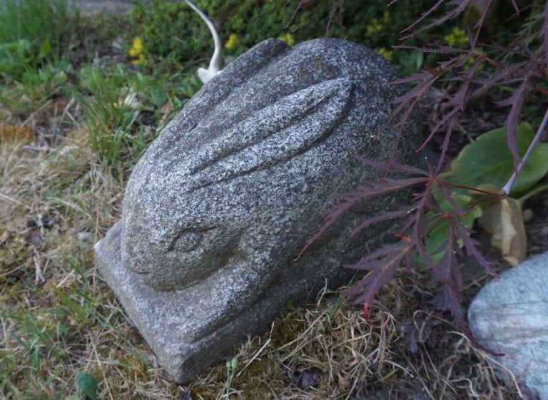 Antique Big Eared Rabbit Hand-Carved Stone Usagi, Good Garden Choice at ...