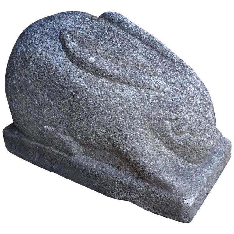 Antique Big Eared Rabbit Hand-Carved Stone Usagi, Good Garden Choice at ...