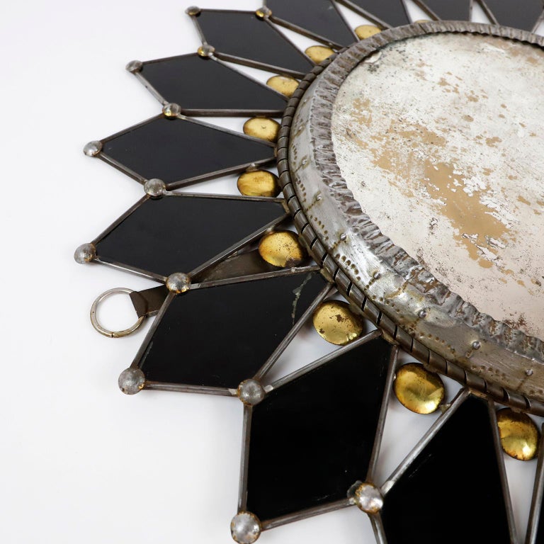 Antique Big Size Mexican Artisanal Sunburst Mirror at 1stDibs