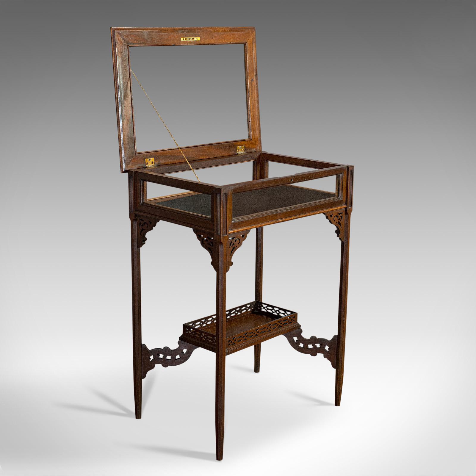 Antique Bijouterie Table, English, Walnut, Glass, Display, Edwardian ...