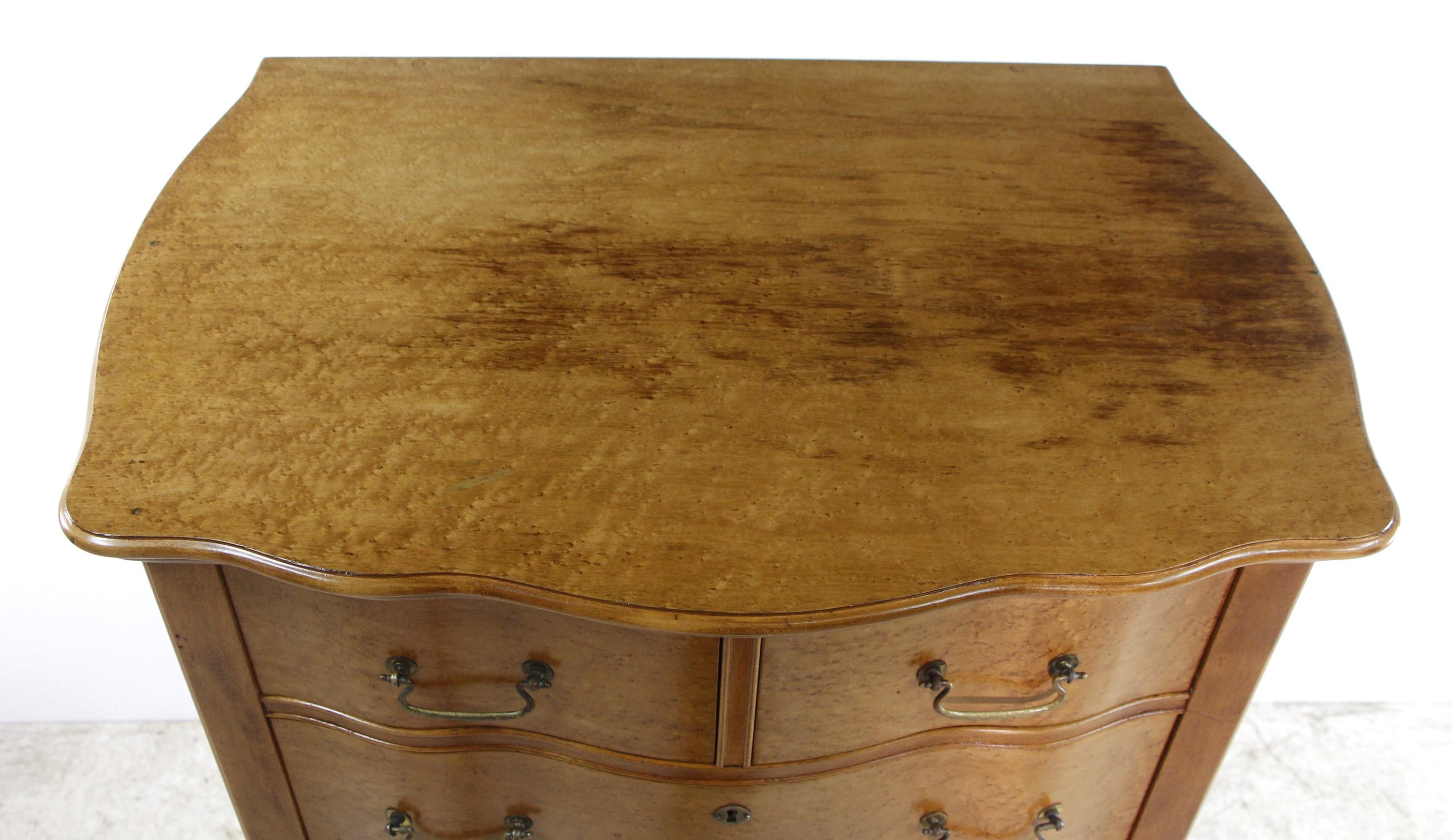 Antique Bird's Eye Maple 6-Drawer Dresser on Wheels W/ Orig, Brass ...