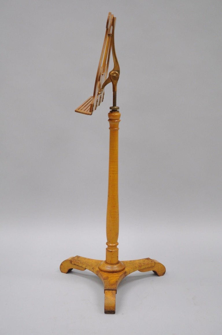 Antique Bird’s-Eye Maple Biedermeier Style Adjustable Lyre Music Stand ...