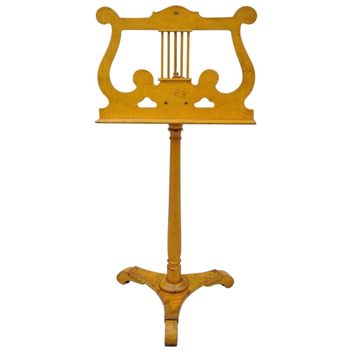 Antique Bird’s-Eye Maple Biedermeier Style Adjustable Lyre Music Stand ...
