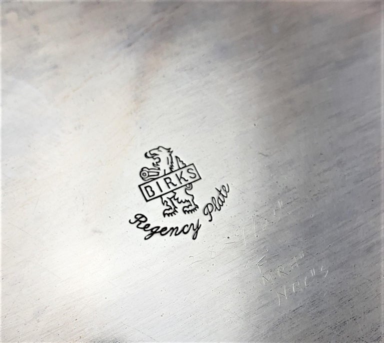 Antique Birks Large Silver Plated Rectangular Serving Tray with Floral ...