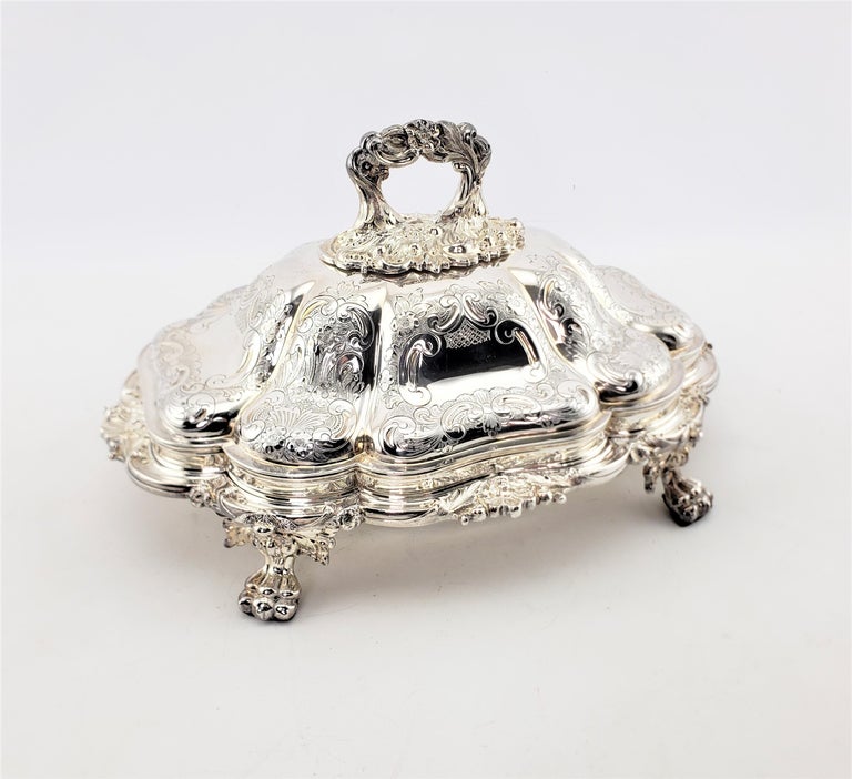 Antique Birks Silver Plated Covered Server with Engraved Floral ...