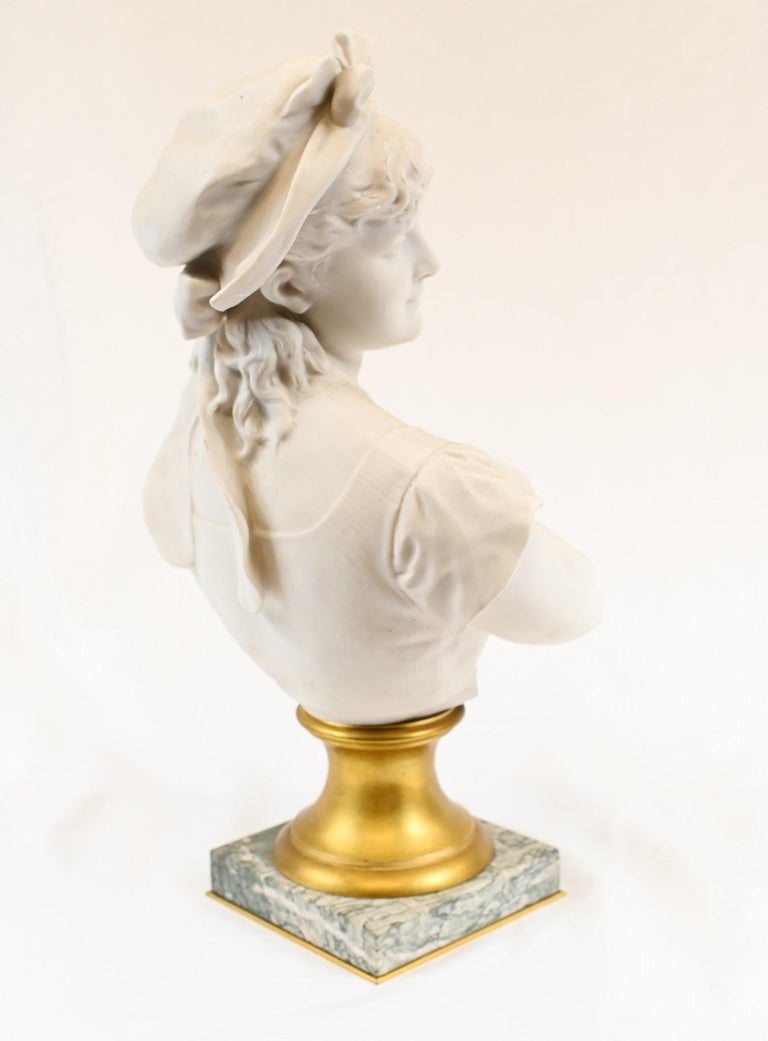 Antique Biscuit Bust Dorine by Leop Harze Belgium Antiques For Sale at ...