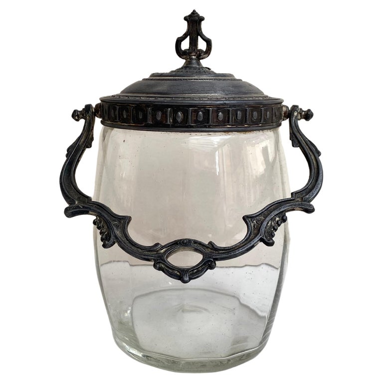 Antique Biscuit or Cookie Jar in Glass and Brass From, France For Sale ...