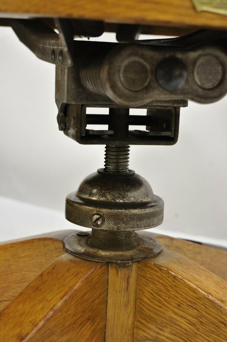 Antique B.L. Marble Oak Rolling Lawyers Banker Office Desk Chair at ...