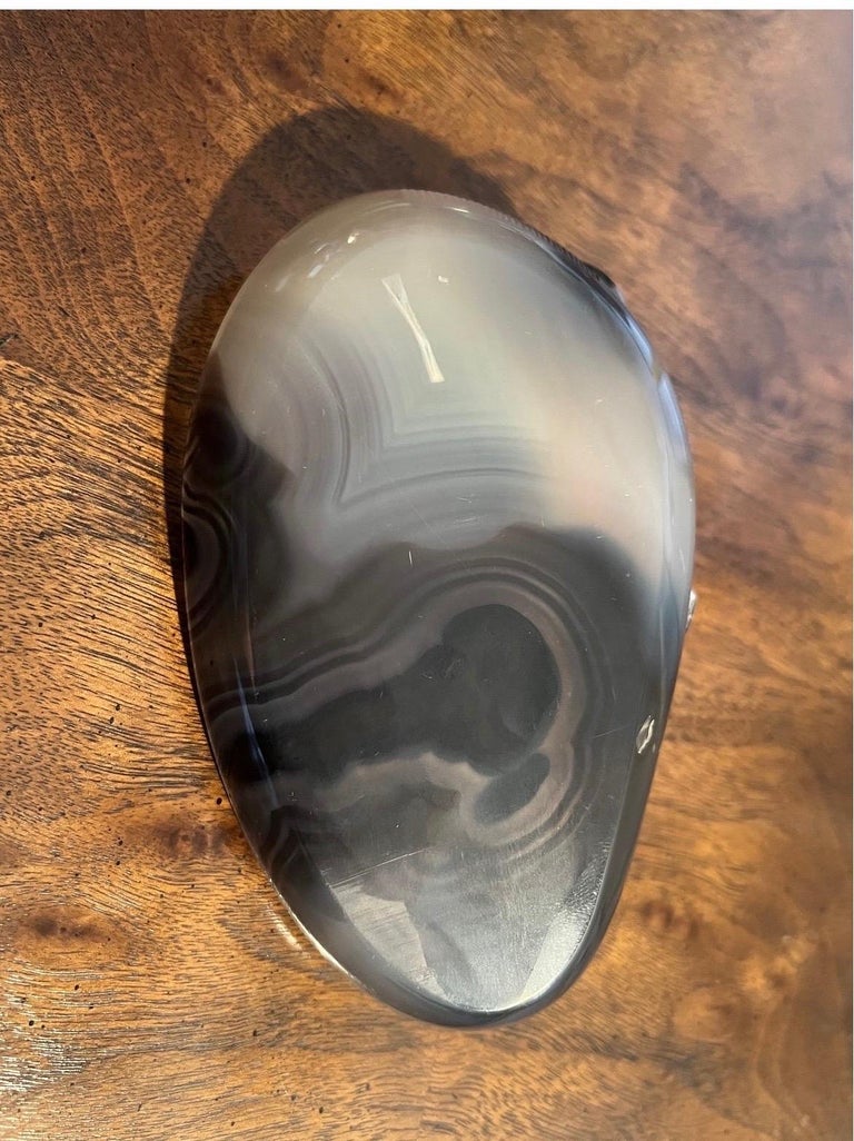 Antique Black Agate Pekingese Dog Mounted Ashtray / Match Strike ...