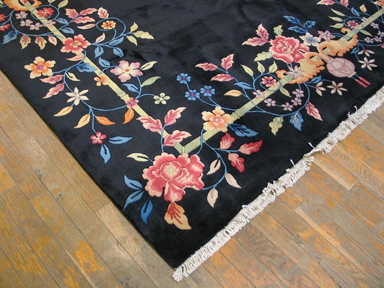 Antique Black Chinese, Art Deco Rug For Sale at 1stDibs | black chinese ...