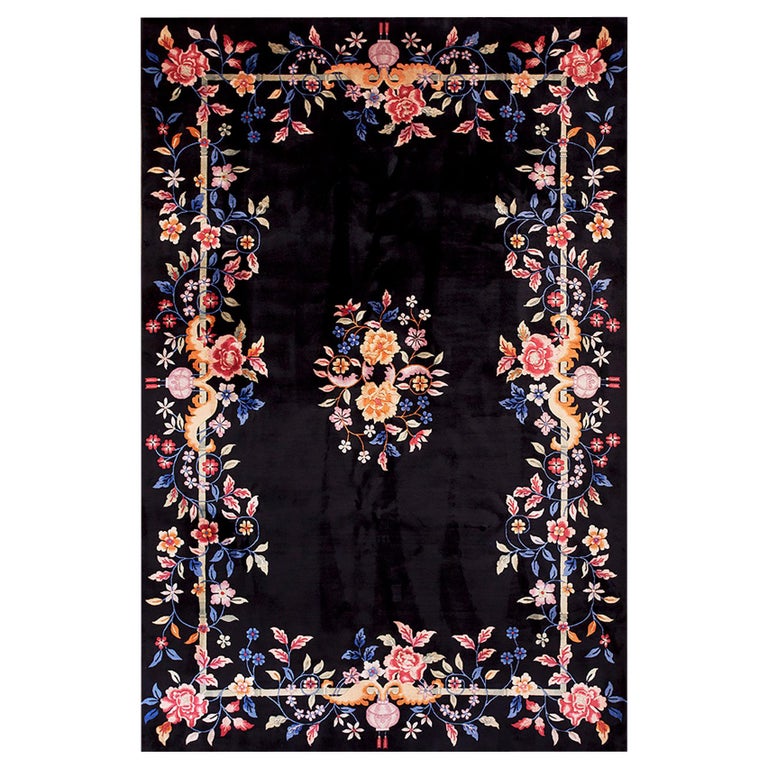 Antique Black Chinese, Art Deco Rug For Sale at 1stDibs | black chinese ...