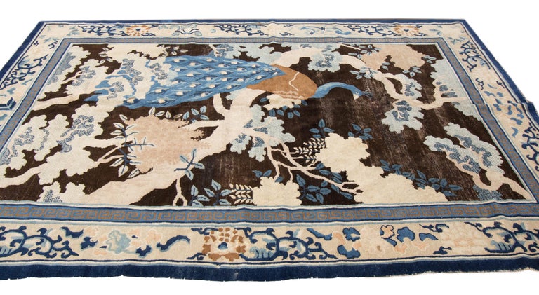 Antique Black Chinese Rug For Sale at 1stDibs