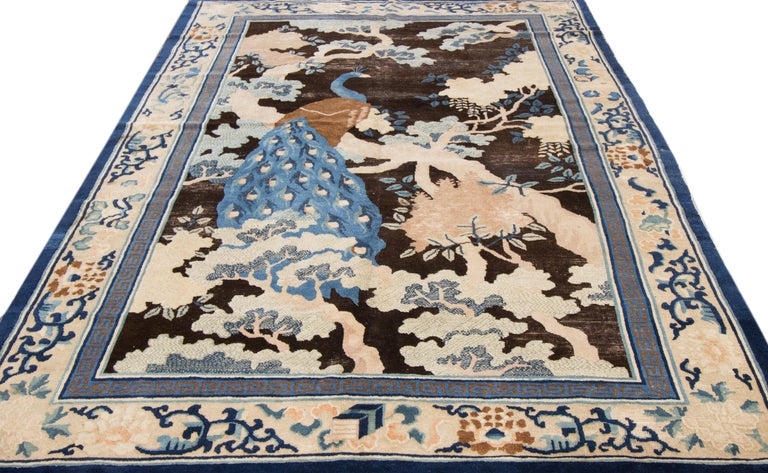 Antique Black Chinese Rug For Sale at 1stDibs