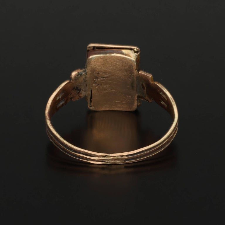 Antique Black Enamel and Pearl Gold Poison Ring, Antique Secret ...