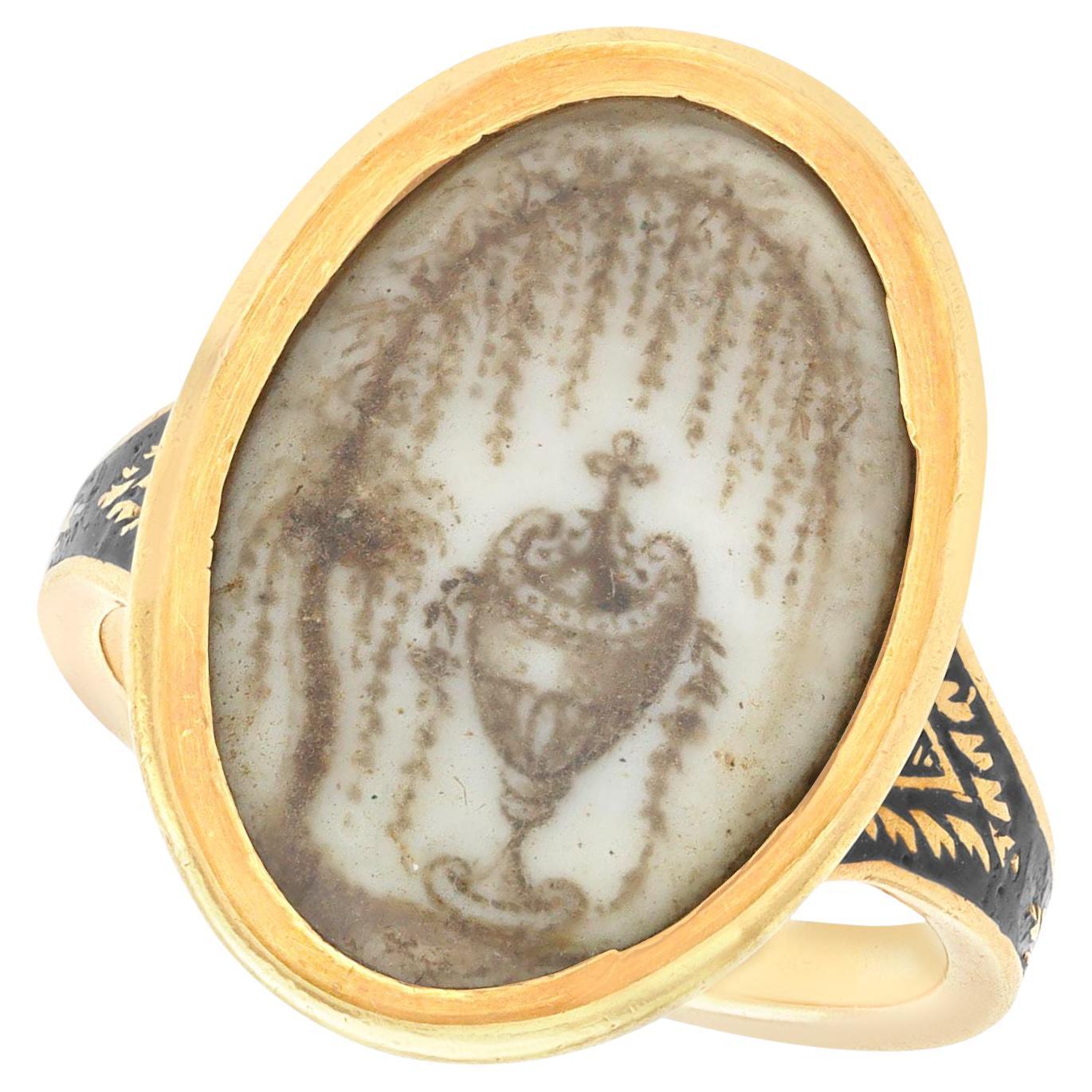Antique 18th Century Sepia Portrait Miniature Gold Ring at 1stDibs ...