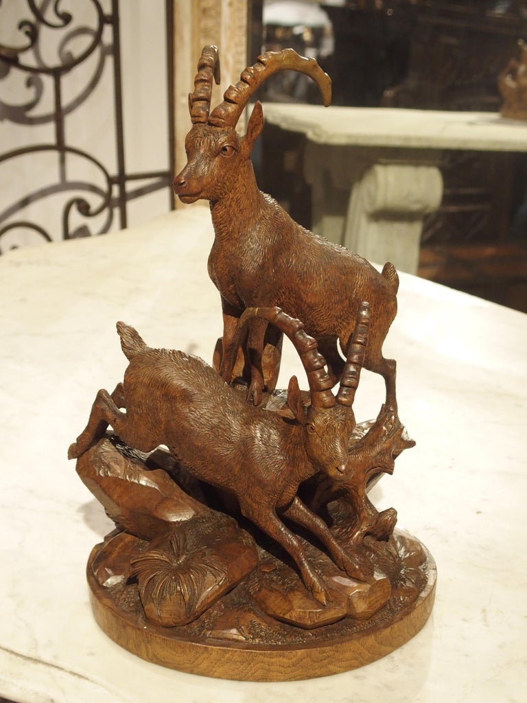 Antique Black Forest Carving of Two Ibexes, circa 1880 at 1stDibs
