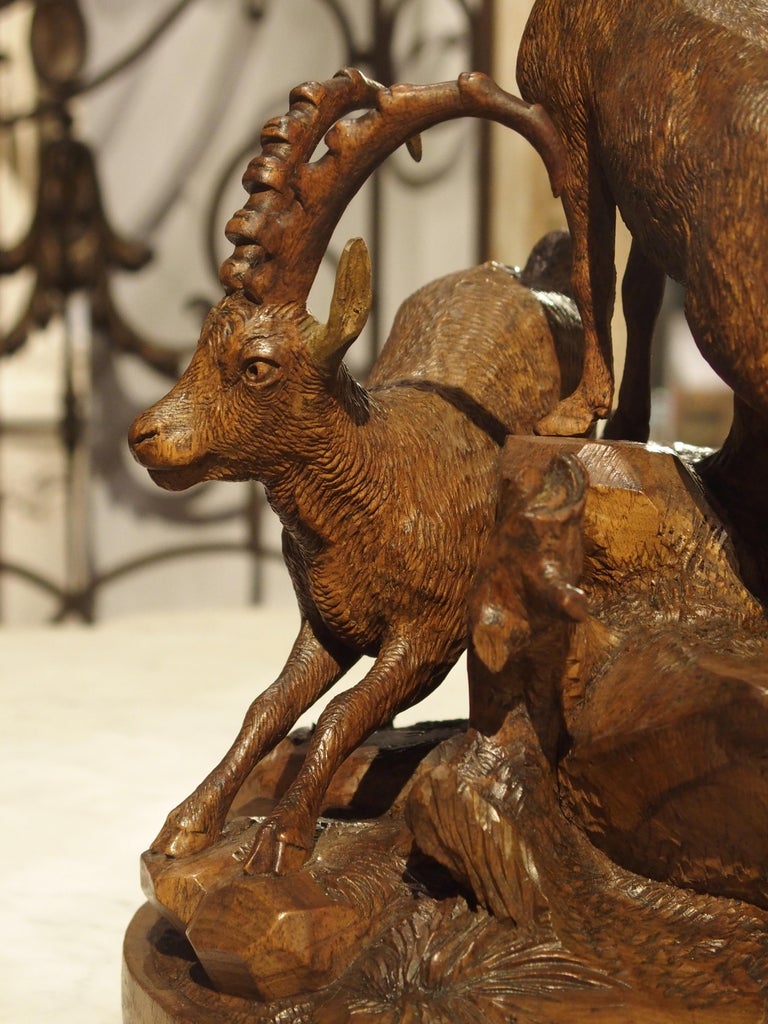 Antique Black Forest Carving of Two Ibexes, circa 1880 at 1stDibs