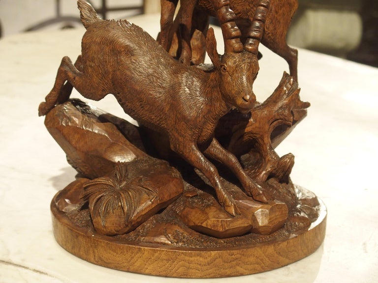 Antique Black Forest Carving of Two Ibexes, circa 1880 at 1stDibs