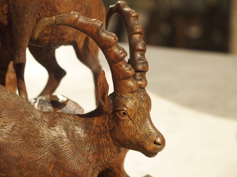 Antique Black Forest Carving of Two Ibexes, circa 1880 at 1stDibs