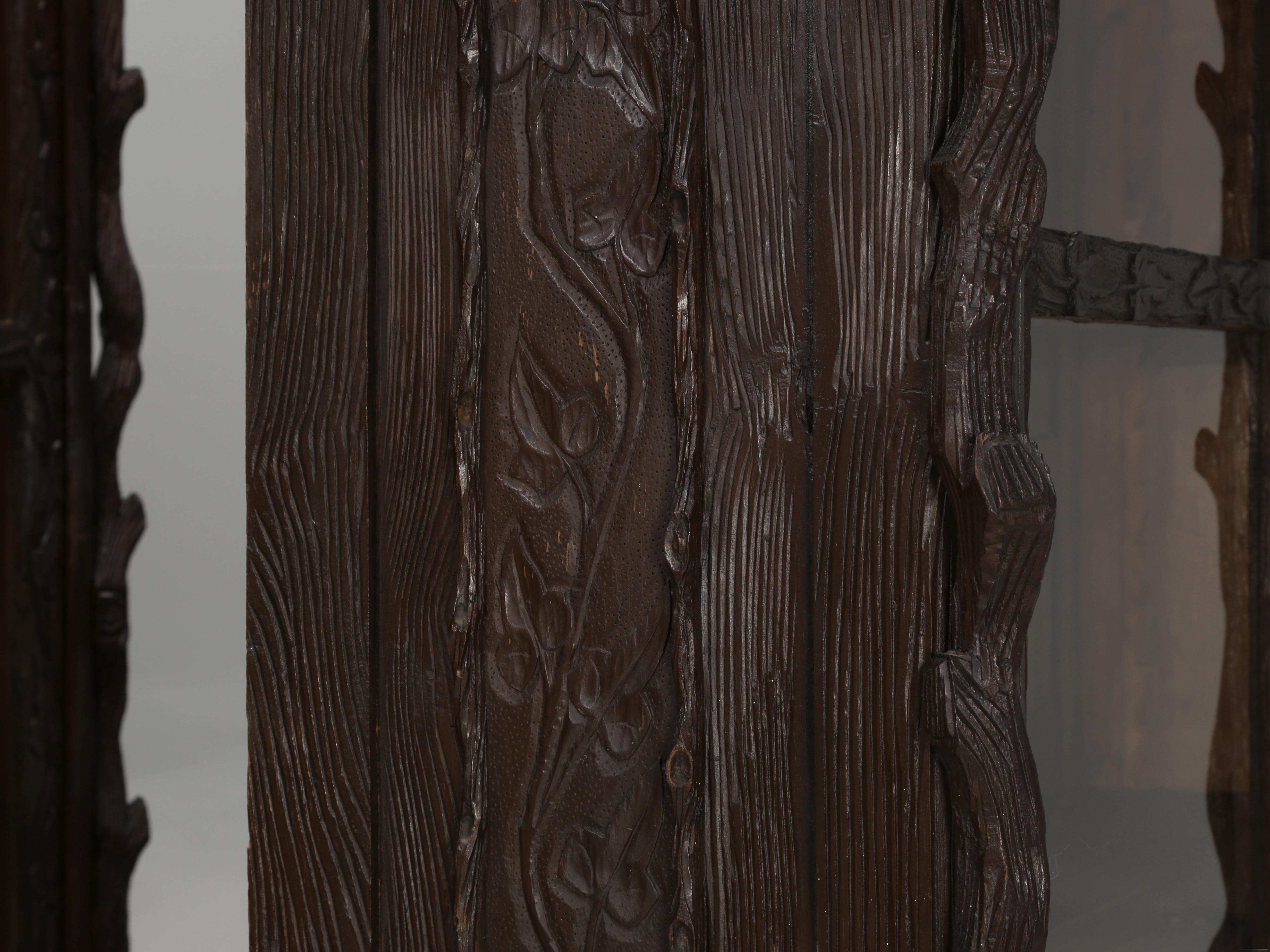 Antique Black Forest Matched Pair of Bookcases, Original Wavy Glass ...