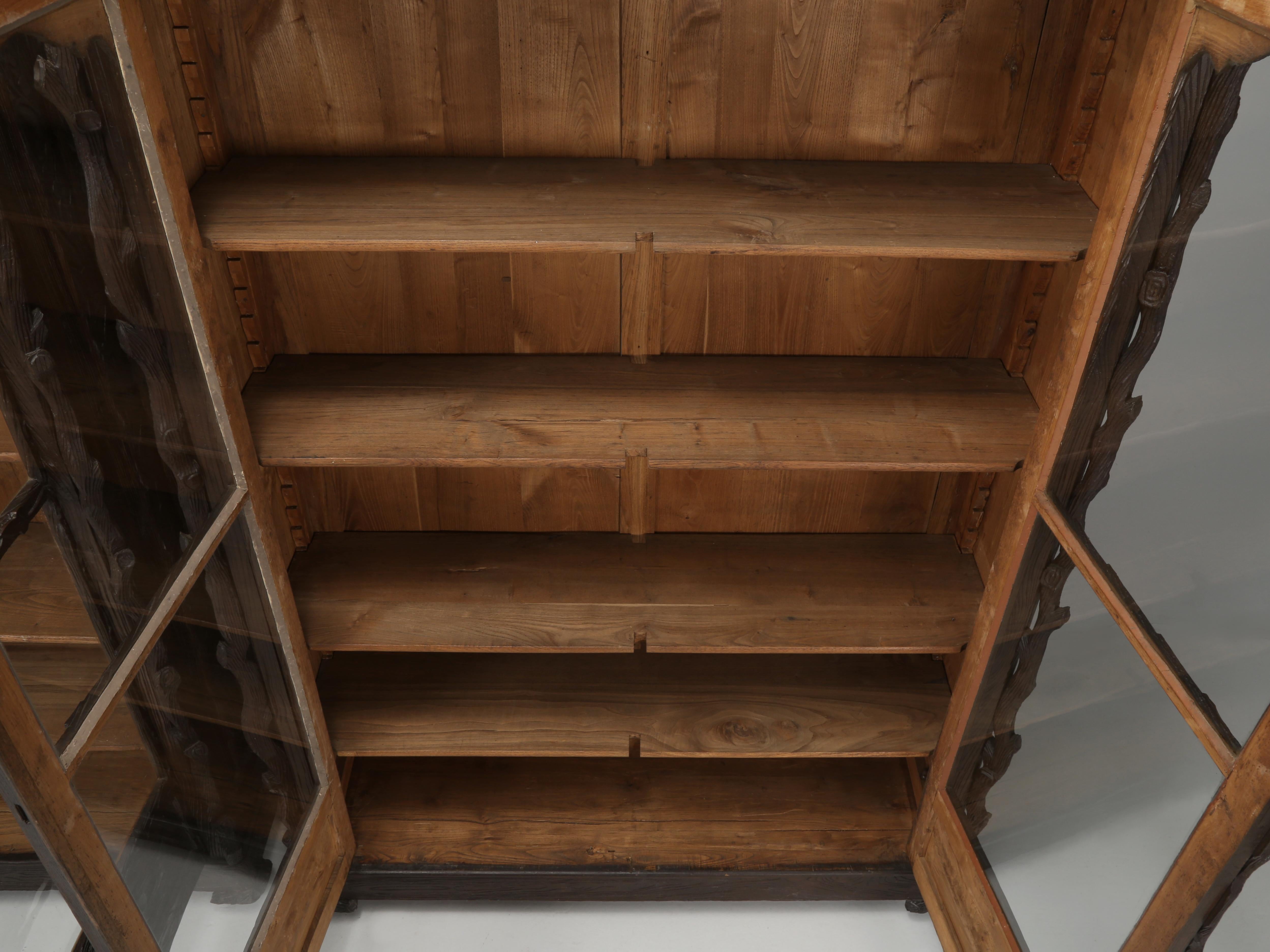 Antique Black Forest Matched Pair of Bookcases, Original Wavy Glass ...