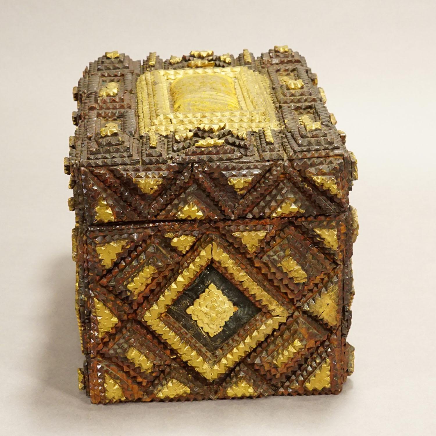 Antique Black Forest Tramp Art Casket, circa 1900s For Sale at 1stDibs