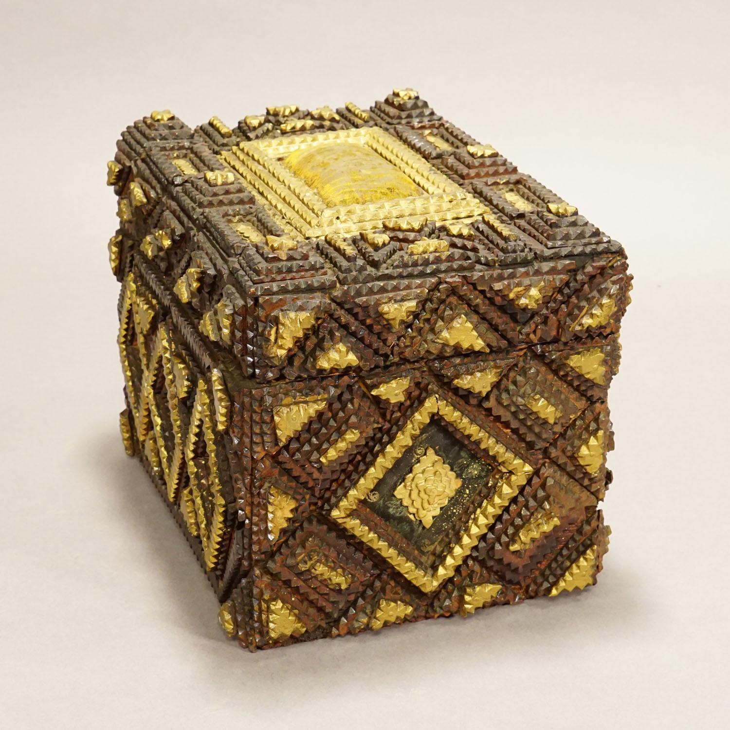 Antique Black Forest Tramp Art Casket, circa 1900s For Sale at 1stDibs