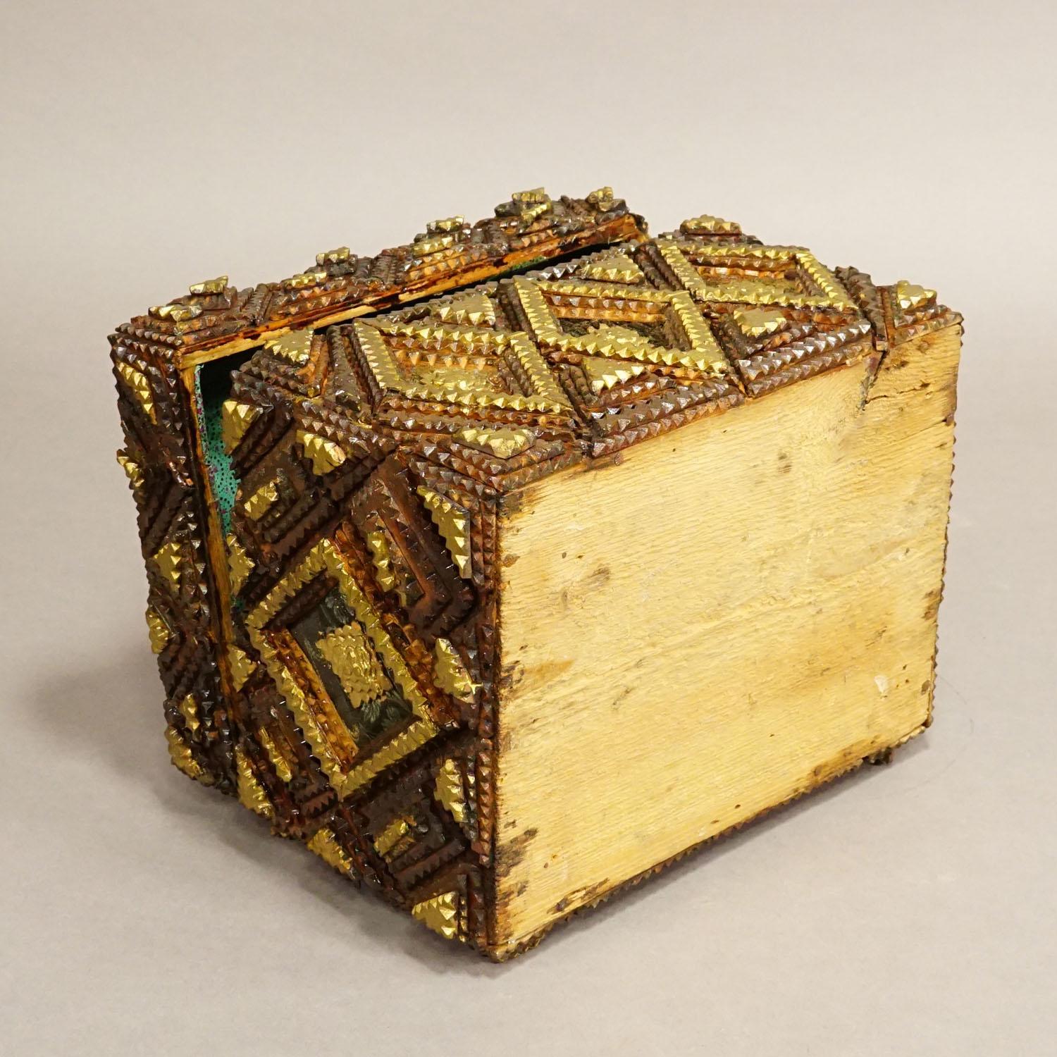 Antique Black Forest Tramp Art Casket, circa 1900s For Sale at 1stDibs