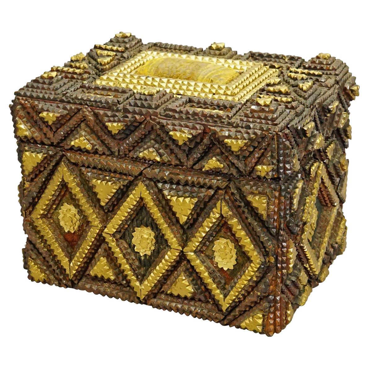 Antique Black Forest Tramp Art Casket, circa 1900s For Sale at 1stDibs
