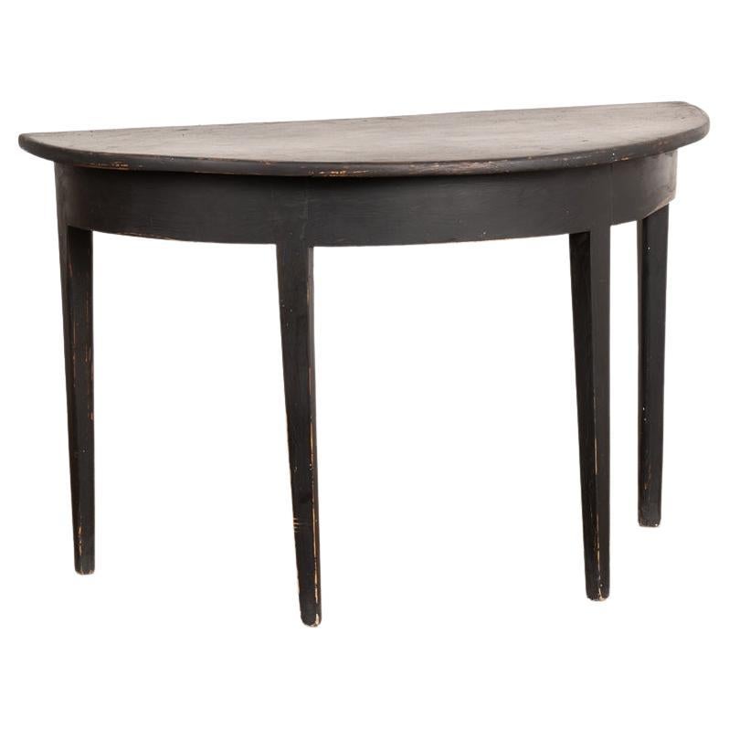 Antique Black Painted Demi Lune Side Table Console from Sweden circa ...