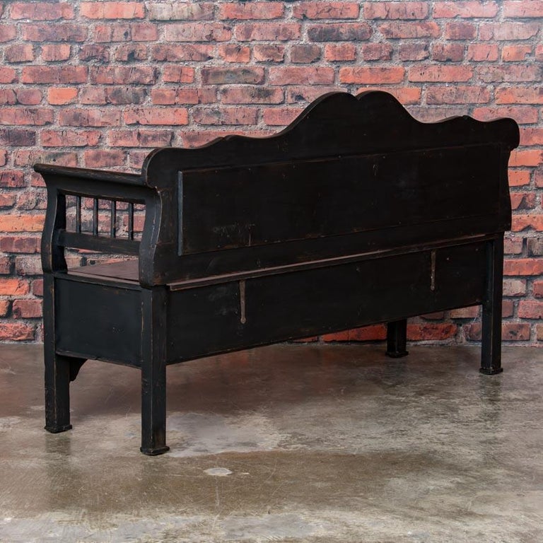 Antique Black Painted Swedish Country Storage Bench at 1stDibs ...