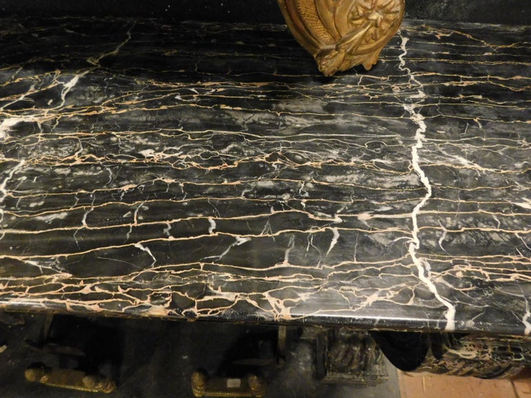 Antique Black Portoro Marble Fireplace Mantle Lion's Paw Legs 19th ...